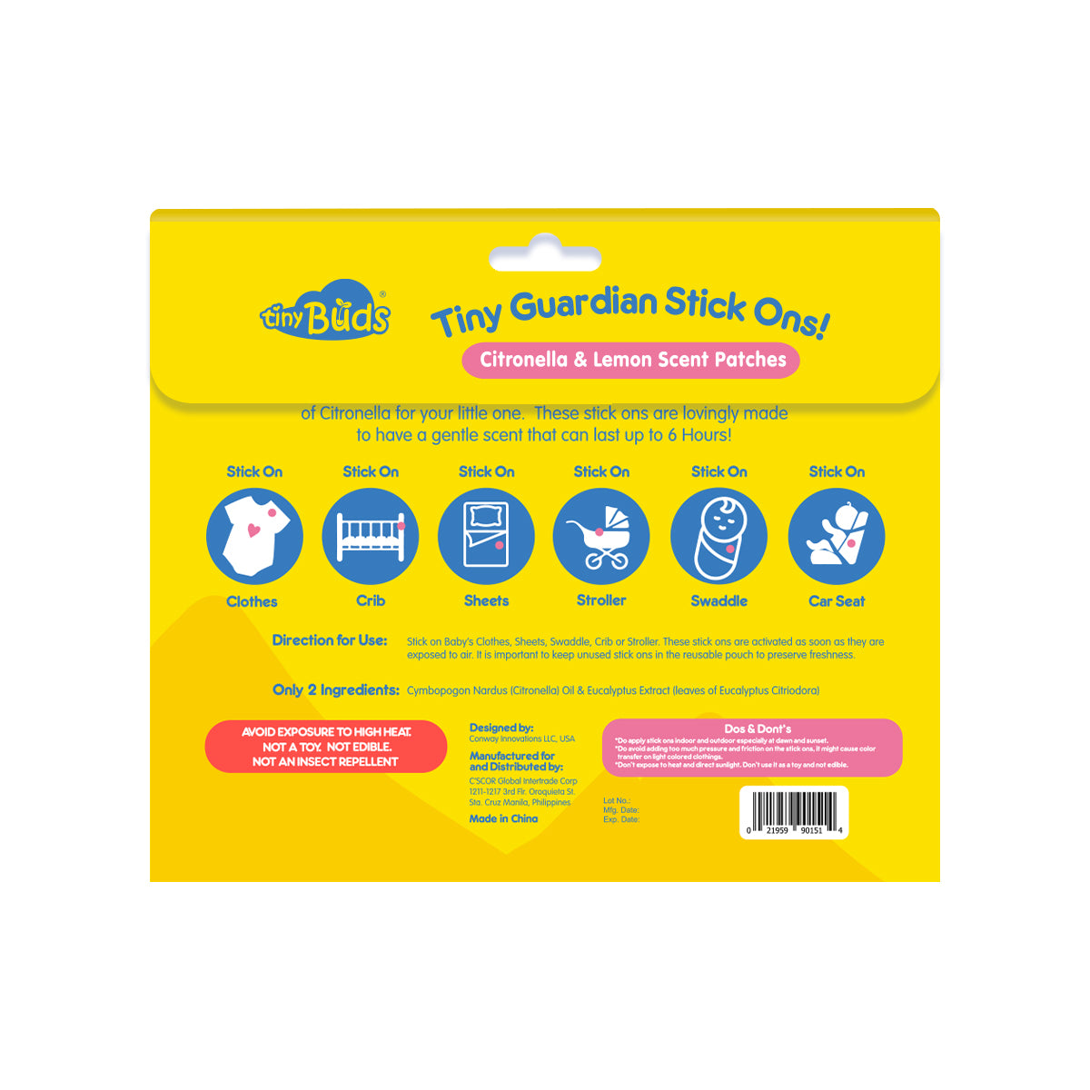 Tiny Buds Tiny Guardian Stick Ons Gentle Citronella and Lemon Scent (2 ...