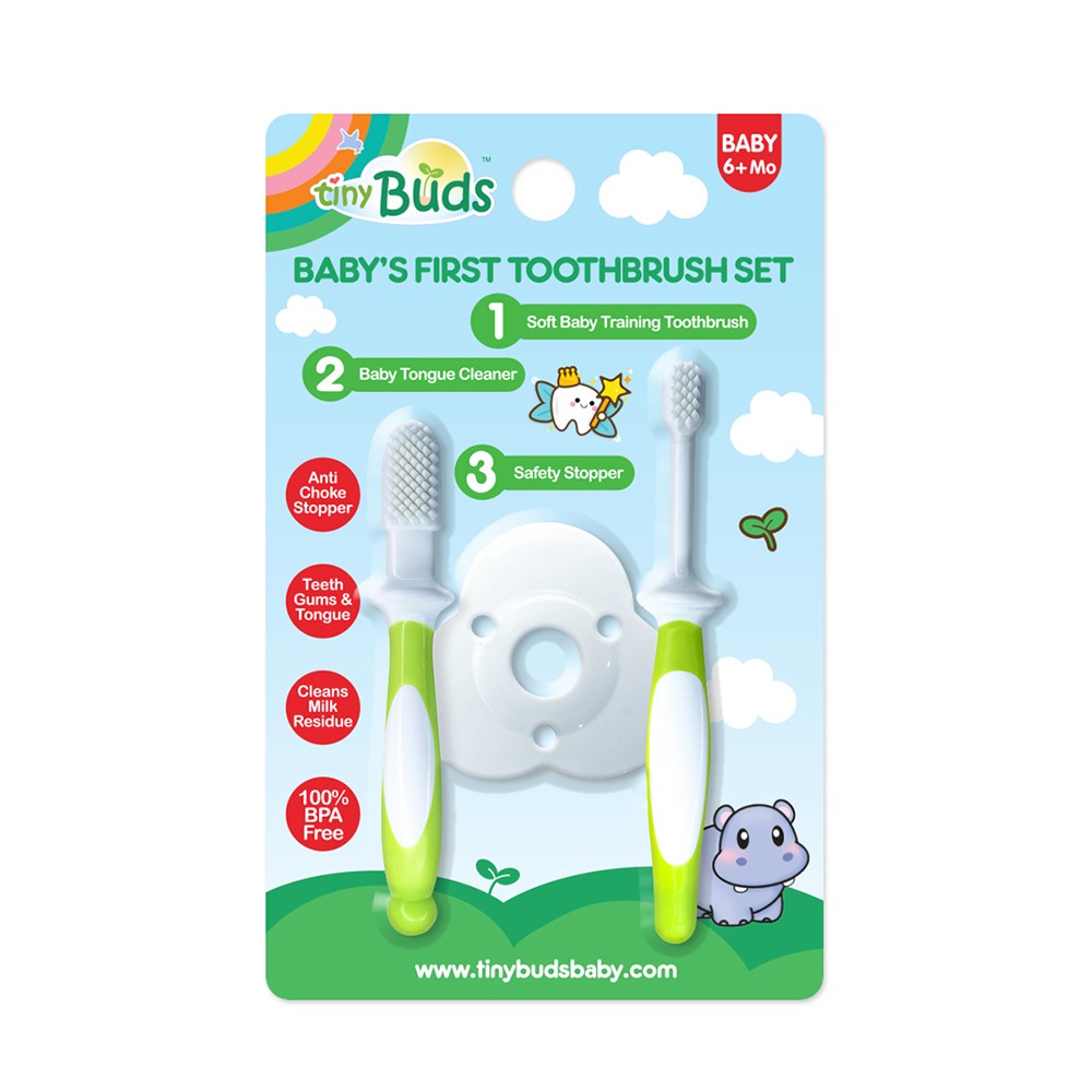 Tiny Buds Baby's First Toothbrush and Tongue Cleaner Set – Tiny Buds ...