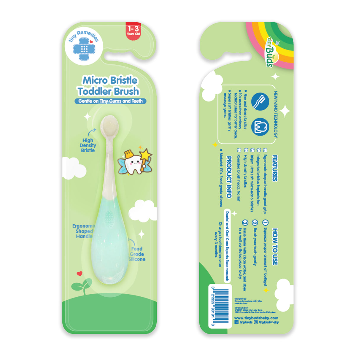Tiny Buds Micro Bristle toddler Brush (1-3 Yrs Old) - – Tiny Buds Baby ...